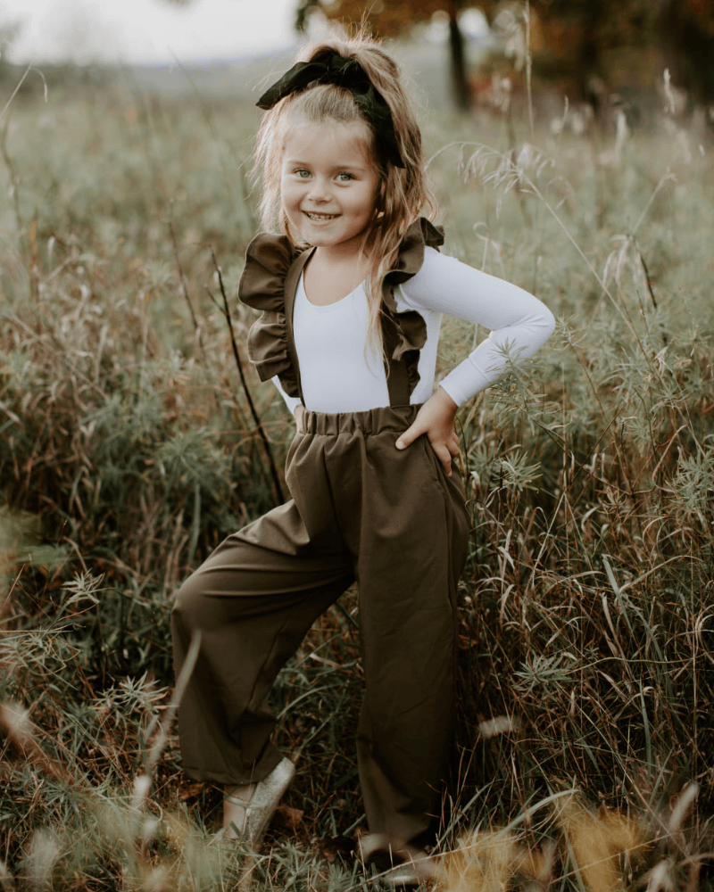 Bailey's Blossoms - Sharlyn Ruffle Suspender Pants - Moss Green ...
